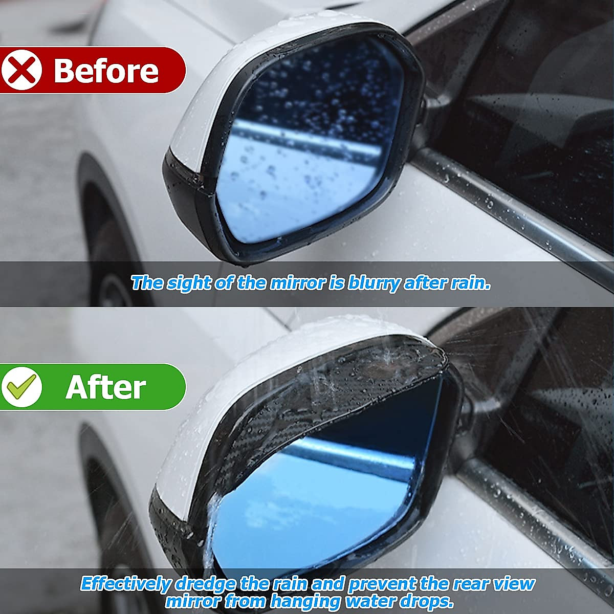 2Pcs Rear View Mirror Rain Visor Guard, Rain Shield Sun Visor Side Blocker Cover, Waterproof Smoke Guard Auto Eyebrow Cover, Car Side Mirror Accessories for SUV Vehicle and More (DM030/Black)