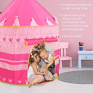 Princess Castle Play Tent for Kids, Princess Castle Dollhouse That conveniently Folds in to a Carrying Case, Perfect Foldable Pop Up Pink Childrens Play Tent/House Toy for Indoor & Outdoor Use