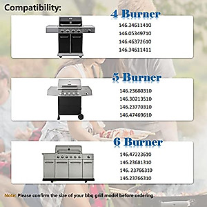 Hiorucet Grill Replacement Parts for Kenmore 6 Burner 146.23681310 146.47223610 146.23766310 Gas Grill Models. Stainless Steel Grill Burner Tubes, Heat Plates, Carryover Tubes Replacement Kit.