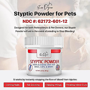 2-Pack Styptic Powder for Dogs, Cats, and Birds (2 oz) by Evo Dyne | Fast-Acting Blood Stop Powder for Pets | Quick Stop Bleeding Powder for Dog Nail Clipping, Grooming, Cuts and More