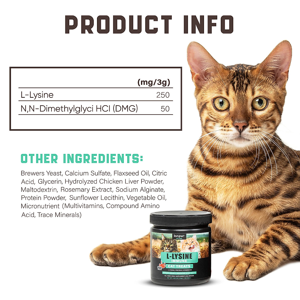 Lysine Cat Treats - Cat Immune Support - Help Improve Respiratory Health and Eye Function - Enriched with Vitamin B, Calcium, Protein