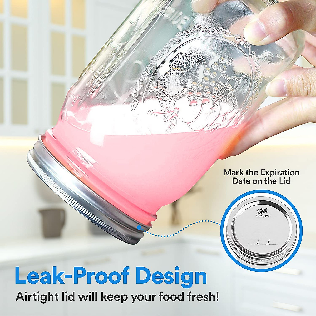 Wide Mouth Mason Jars 32 oz. (12 Pack) - Quart Size Jars with Airtight Lids and Bands for Canning, Fermenting, Pickling, or DIY Decors and Projects Bundled with Jar Opener