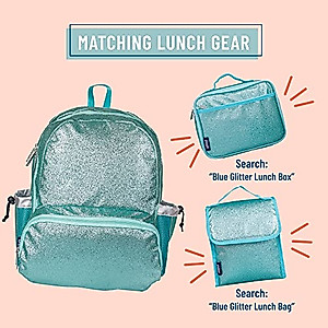 Wildkin 17-Inch Kids Backpack for Boys & Girls, Perfect for Late Elementary School Backpack, Features Three Zippered Compartment, Ideal Size for School & Travel Backpacks (Blue Glitter)