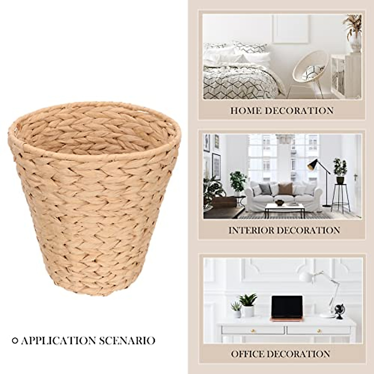 Cabilock Office Decor Paper String Basket Multi- Storage Basket Home Trash Basket Waste Basket Garbage Container Toillet Paper Bin for Bathroom Bedroom Kitchen Office Wicker Basket