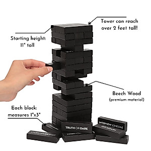 Buzzed Blocks Adult Drinking Game - 54 Blocks with Hilarious Commands and Games on 40 of Them | Perfect Pregame Entertaining Party Starter Game | Novelty Funny Gift (Black)