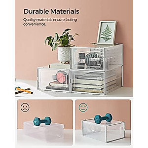 SONGMICS Shoe Boxes, Set of 18 Shoe Storage Organizers, Stackable and Foldable for Sneakers, Fit up to US Size 11, Transparent and White ULSP18SWT