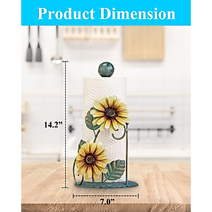 Sunflower Paper Tower Holder Kitchen Home Desk Holders, Metal Free Standing Detachable Black Paper Holder, Stainless Base Hollow Butterfly Paper Storage Shelf, Bathroom Floor Decoration Accessories