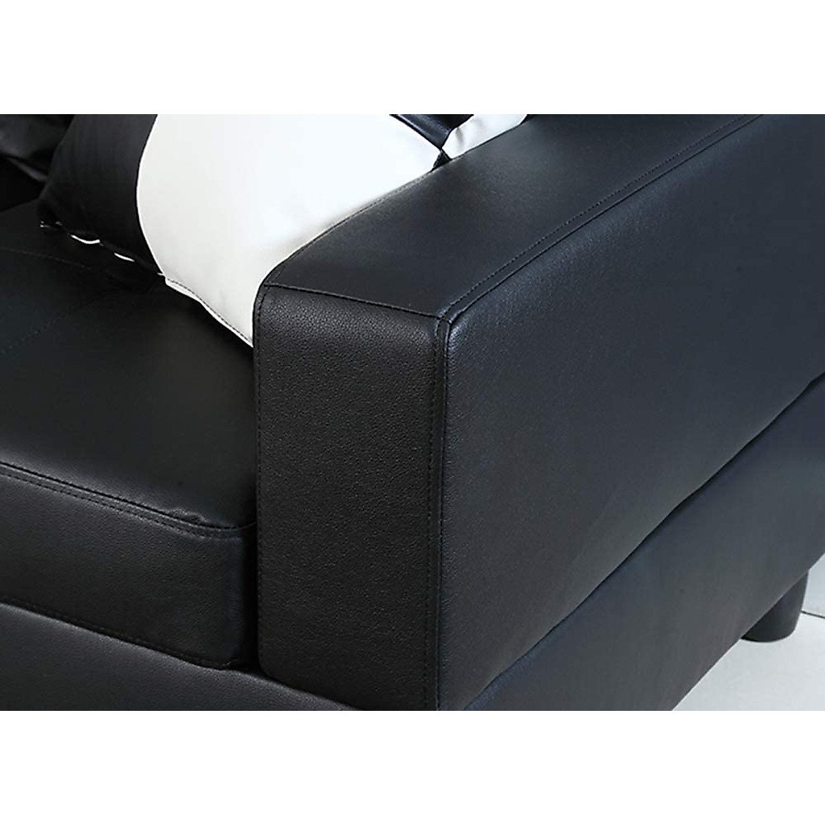 FANYE Linen Upholstery 82" Sectional w/Reversible Storage Chaise, L-Shaped 3-Seaters Corner Pull Out Sleeper Bed for Home Apartment Office Living Room Furniture Sets, Dark Gray Sofa & Couch, Black 1