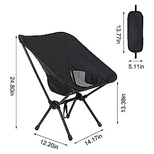 LIANTRAL Camping Chair, 2-Pack Collapsible Folding Camp Chairs with Carrying Bag Small Portable Outdoor Chair for Camping Hiking Backpacking