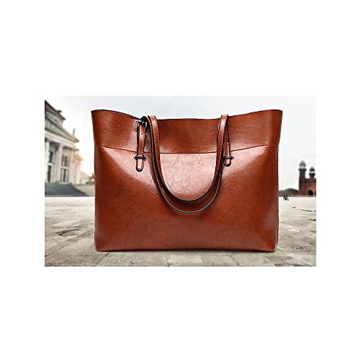 LiGooLif Vintage PU Leather Tote Shoulder Bag for Women Satchel Handbag with Top Handles