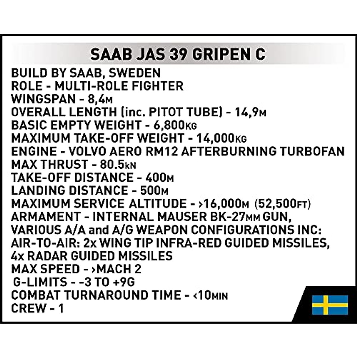 COBI Armed Forces SAAB JAS 39 Gripen C