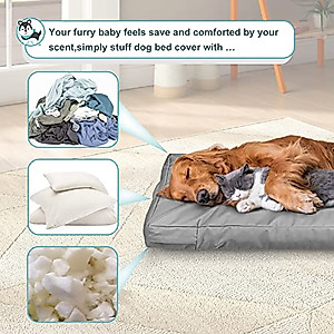 Waterproof Dog Bed Cover Canvas Washable Dog Crate Pad Replacement Cover, 34Lx22Wx3.5H inch, Gray