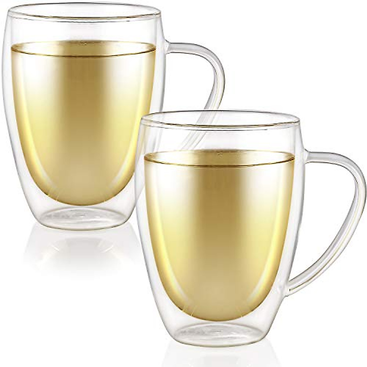 Teabloom Double Walled Glasses - Set of 2 Insulated Glass Mugs for Tea, Coffee, and More (12 Ounces) – Clear Bliss Collection