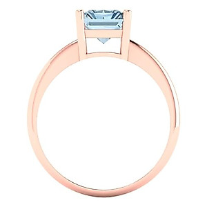 Clara Pucci 2.5ct Radiant Cut Solitaire Natural Sky Blue Topaz gemstone Bridal Designer Anniversary Engagement Ring Real 14k Rose Gold