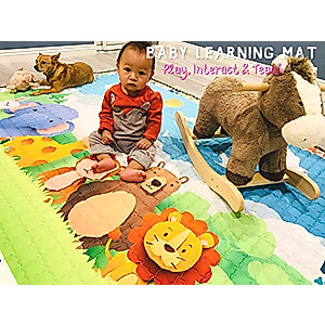 Moiré Baby 3D Paper Craft Animal Learning Baby Play Mat Extra Large 76 in. x 58 Padded ABC Crawling Carpet for Babies (3D Paper Craft Animal)