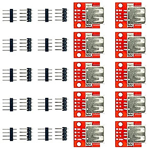 jujinglobal 10pcs USB a Male or Female Breakout Board 4 pins 2.54mm Output with 2 Types Male pins 90 and 180 Degree… (A Female Breakout (10pcs))
