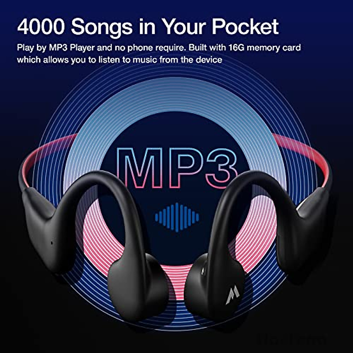 Hostena Bone Conduction Headphones with MP3 Player 16G Built-in Memory, Wireless Bluetooth Open Ear Headphones Magnetic Charging, IP67 Waterproof for Sports,Podcast and Workouts