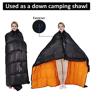 OMVMO 0 Degrees F 800 Fill Power Down Sleeping Bag for Adults,Lightweight 4 Season Envelope Rectangle Down Sleeping Bag for Backpacking Camping,Black Right-Zipper Long