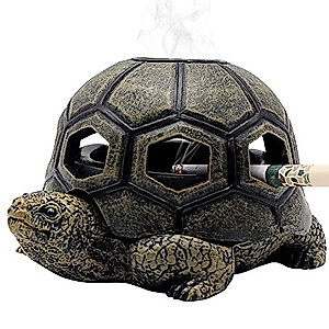 Rabbitroom Turtle Ashtrays for Cigarettes Ashtray with Lid,Cute Creative Resin Ash Tray Cigarettes Holder for Indoor Outdoor Home Office Car Decoration (Turtle)