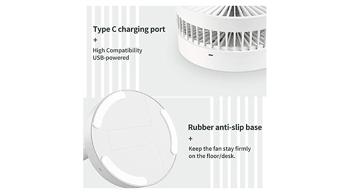 Portable Foldable Desk Fan with USB Charging & Adjustable Height