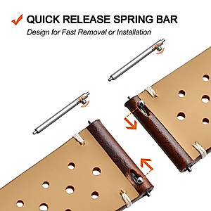 ANNEFIT Vintage Leather Watch Strap 22mm, Quick Release Replacement Band for Men and Women with Black Buckle (Brown)