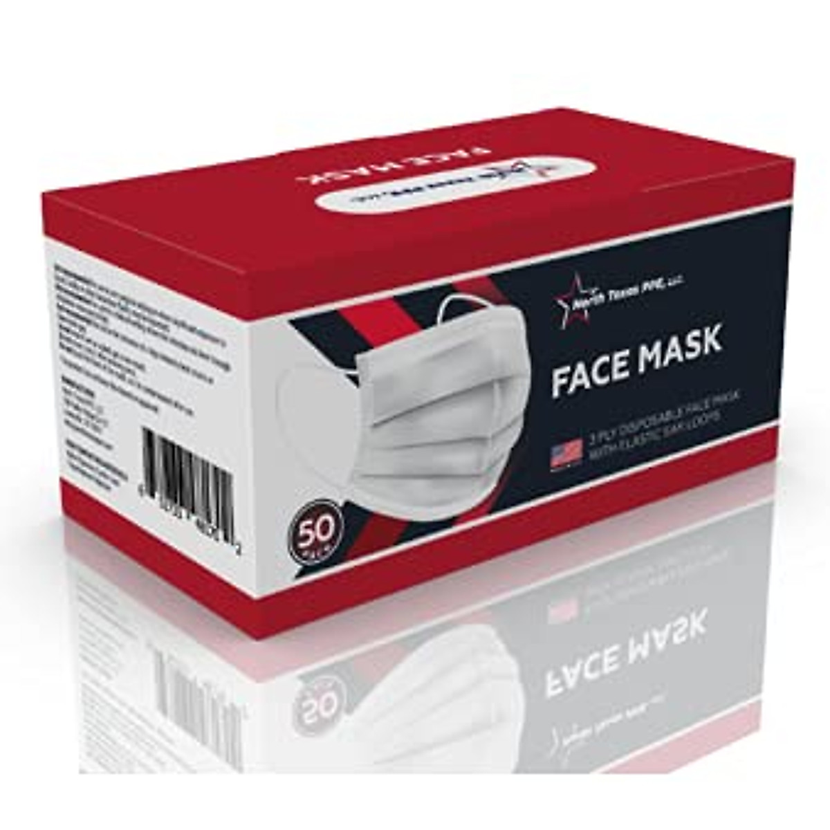 3 Ply Disposable Masks - MADE IN THE USA - 50 Pack (White)