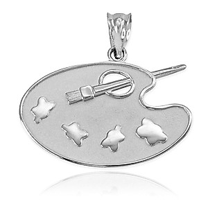 Fine 925 Sterling Silver Painter's Palette Charm Pendant