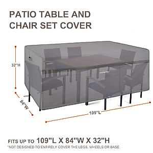 Patio Table Covers Waterproof Rectangular, Hickory Patio Furniture Covers Gray 109''L x 84''W x 32''H Rectangle Outdoor Lawn Table and 7-9 Chairs Covers All Weather Proof