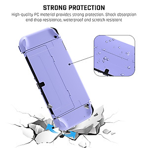FANPL Flip-type Case Compatible with Nintendo Switch OLED Model, Hard PC Cover for Switch OLED and Joy Con Controller, Protective Case with Screen Protector and 4 Thumb Grip Caps (Purple)