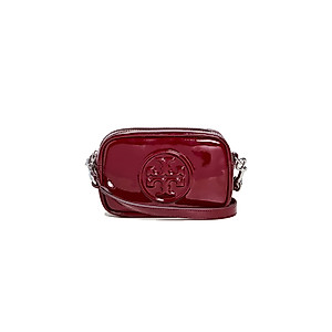 Tory Burch Women's Perry Bombe Patent Mini Bag, Royal Burgundy, Red, One Size