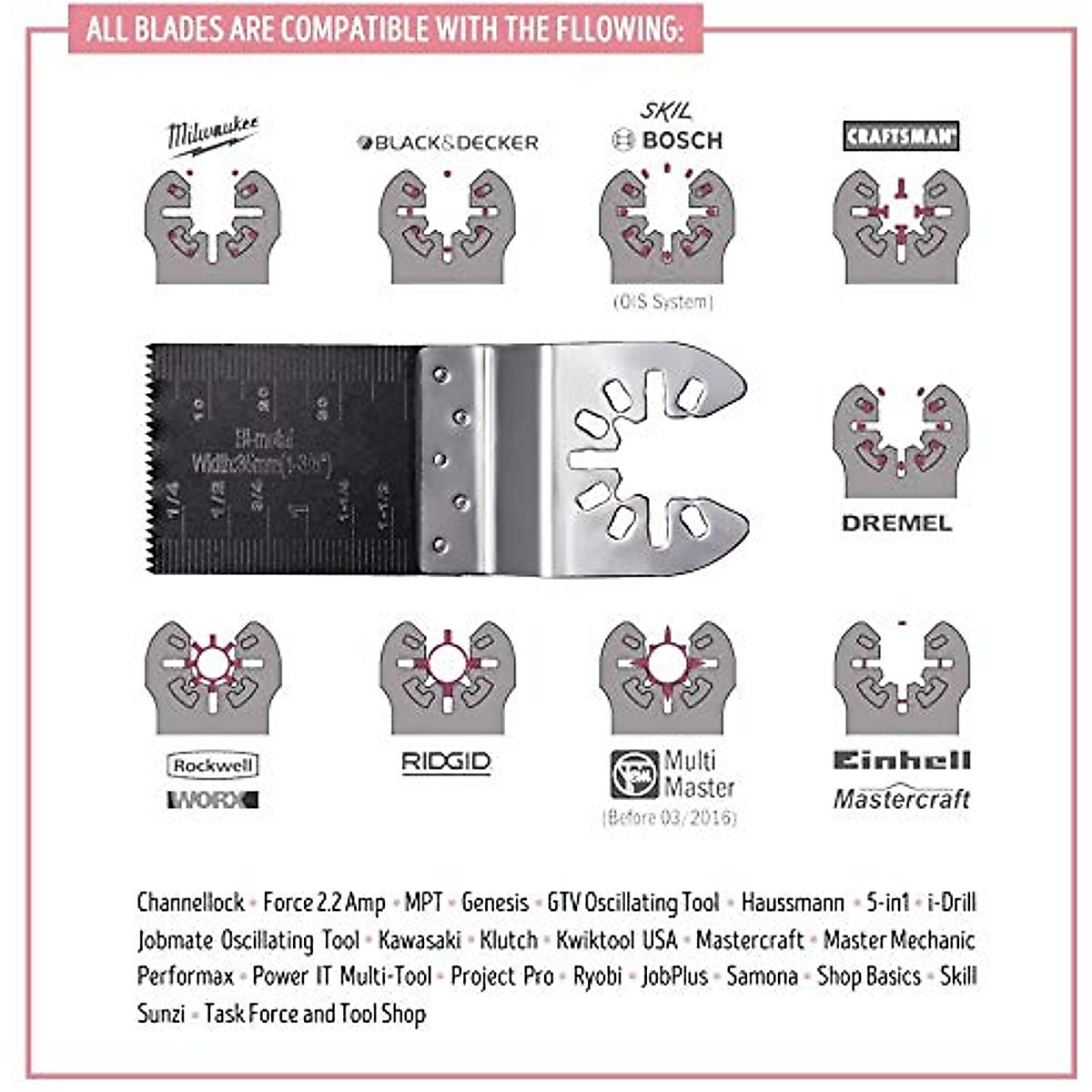 Ettonsun 20Pcs Bi Metal Oscillating Multitool Saw Blades Metal Wood Universal Multi Purpose Tool Blades for Dewalt Fein Multimaster Bosch Dremel Rockwell Ryobi Porter Cable Black&Decker Craftsman etc.