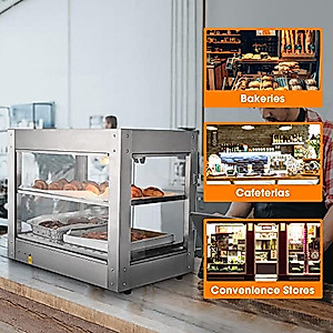 WeChef Commercial Food Warmer 2-Tier 110V Countertop Food Pizza Warmer 750W 24x15x20 Pastry Display Case