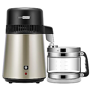 VIVOHOME Water Distiller Countertop 1.1 Gallon/4L 304 Stainless Steel Distilled Water Machine with Smart Switch Purifier Filter for Home Officek, Champagne