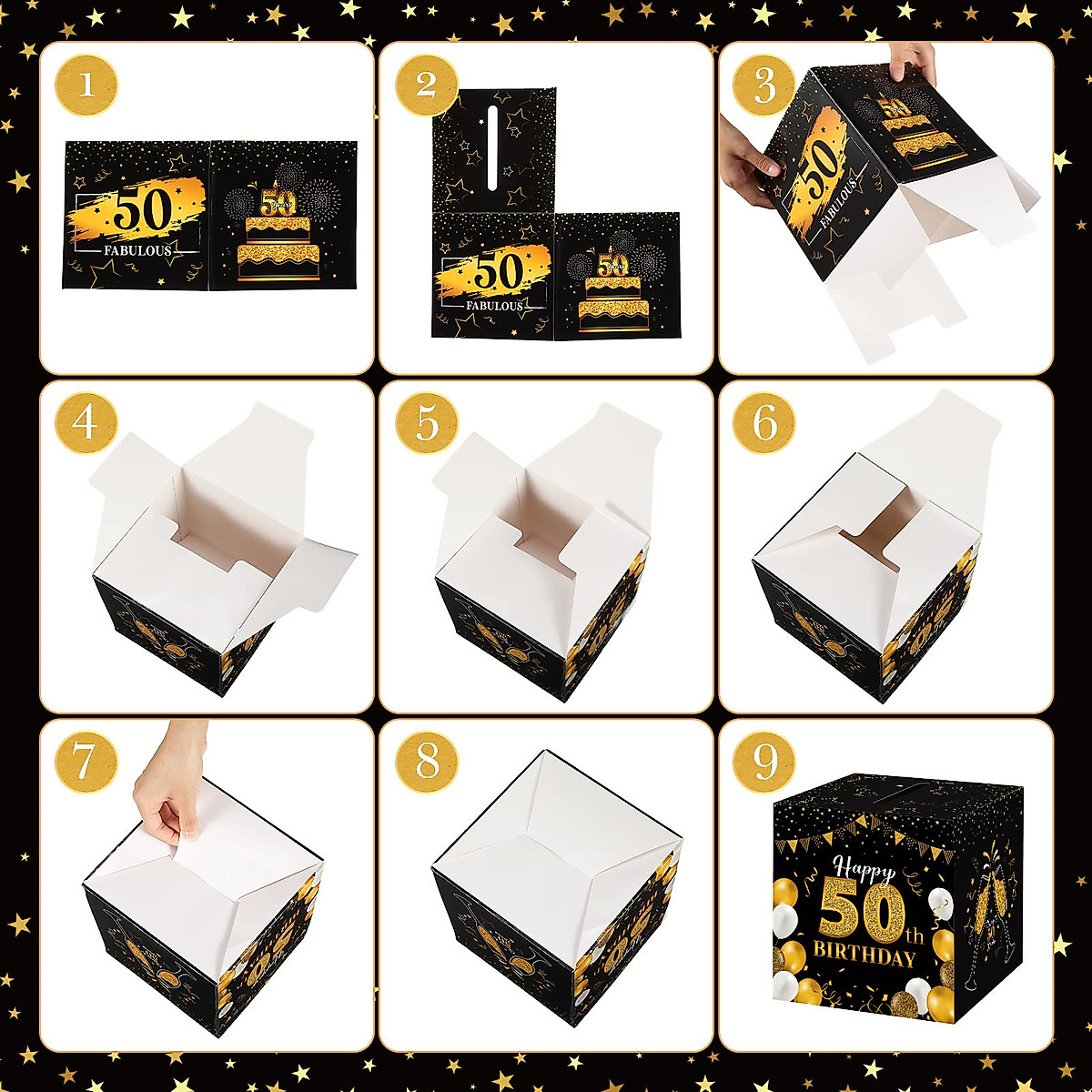 50th Birthday Party Message Card Box Cheers to 50 Years Advice and Wishes Card Box for Adults 50th Birthday Decorations Greeting Card Party Supplies 50th Anniversary Decor Tables Sign Decor