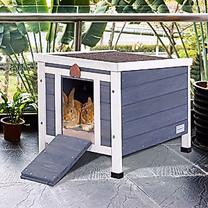 Petsfit Outdoor Cat House, Higher Feet to Against Rain, Snow and Moisture, Cat Houses for Outdoor Cats, Rabbit Hutch with Openable Roof