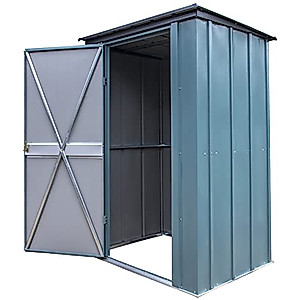 Spacemaker 4' x 3' Compact Outdoor Metal Backyard, Patio, and Garden Storage Shed Kit, Juniper Berry