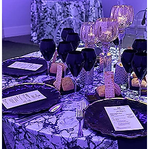 Attractive Durable Stemmed Wine Glasses Set of 6, Lead-Free, Tinted Black Glass with Clear Stem, Quality Drinking Glasses for Red or White Wine. - 15oz Glassware Cups.