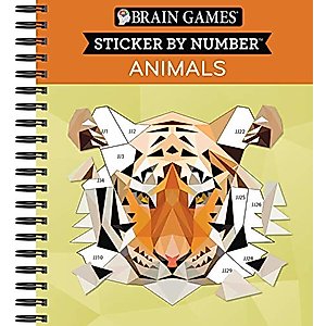 Brain Games - Sticker by Number: Animals - 2 Books in 1 (42 Images to Sticker)