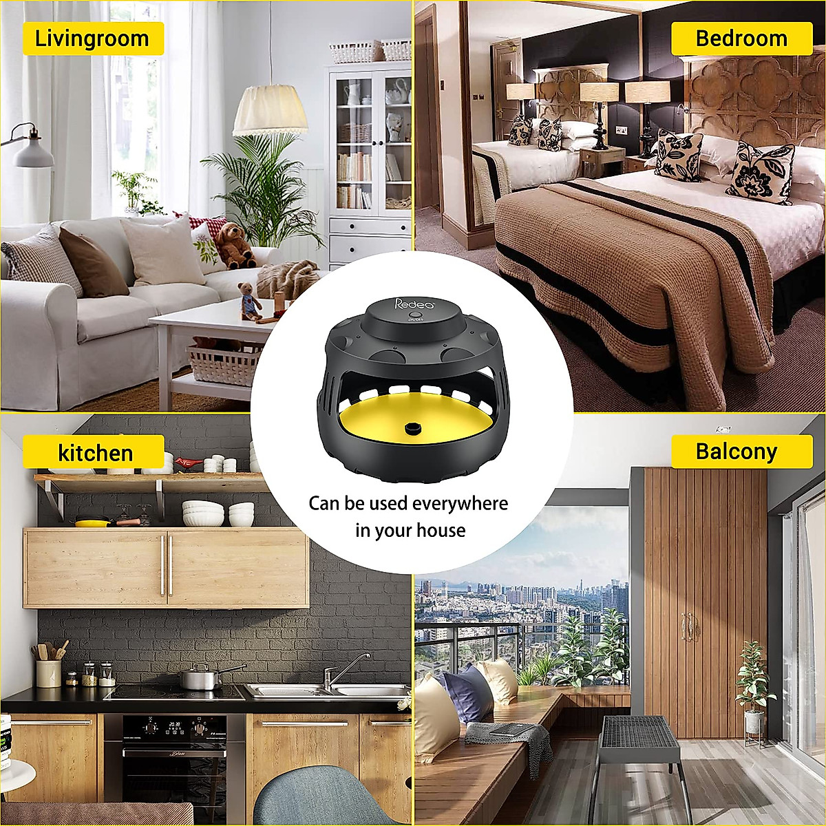 Redeo Flea Trap and Sticky Insect Pad Bed with Glue Discs Natural Fly Killer Trap Light for Mosquitoes and Flies, Best Pest Control and Safe for Family Indoor Use and Pets