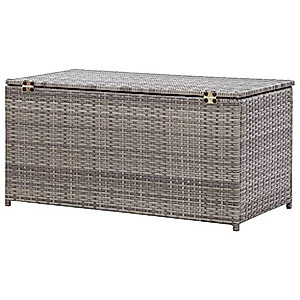 Canditree Outdoor Large Storage Box Rattan, Deck Box Storage Container for Patio Poolside Garden (39.4"x19.7"x19.7")