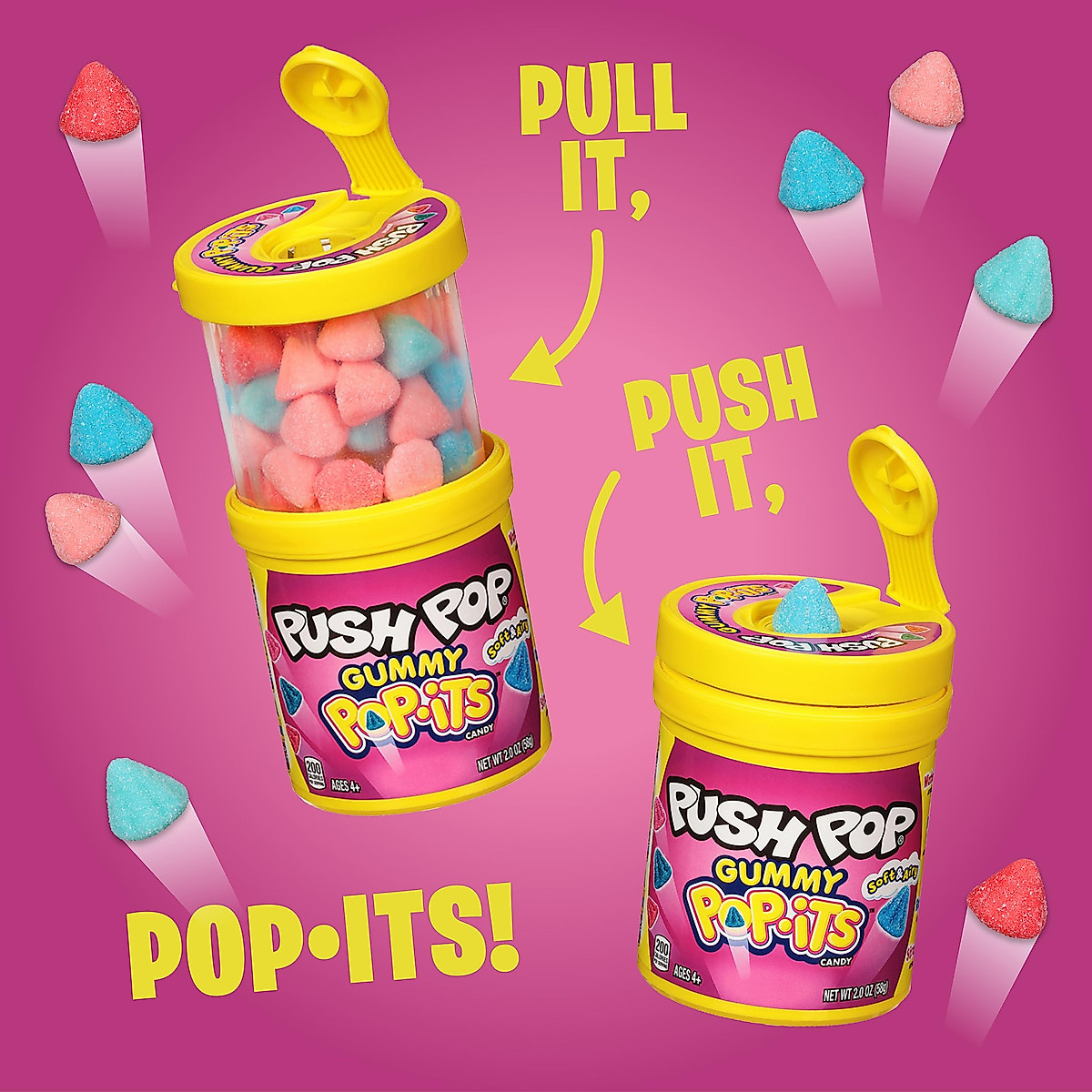 Push Pop Pop-Its Gummy Candy - 8 Count Gummy Candy With Fun, Portable Containers - Fruity Delicious Flavors - Party Favors & Party Candy for Kids - Bulk Assortment of Sweet Gummy Candy