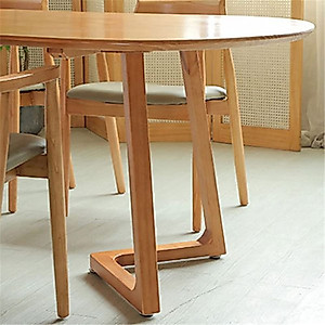 NIUYAO Modern Solid Oval Table with Double Pedestal, Natural Wood Simplicity Classic Pine Tabletop Furniture for Dining Room Kitchen Leisure Coffee Table -63" L x 27.5" W x 29.5" H