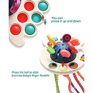 Montessori Toys for 1-3 Year Old, Silicone Pull String Activity Toys, Baby Sensory Toys with Rattle, Baby Travel Toys, Baby Teething Toys fine Motor Skills Toddler 18m+ Birthday Gift for Toddlers