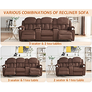 Jocisland Recliner Couch, 3 Seater Recliner with Cup Holders, Plush Fabric Reclining Couch with Dual Wingback, Comfy Recliner Sofas for Living Room(Brown)