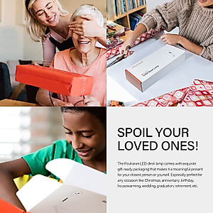 poukaran Desk Lamp, LED Desk Lamp with Wireless Charger, USB Charging Port, Table Lamp with Clock, Alarm, Date, Temperature, Office Lamp, Desk Lamps for Home Office,Black