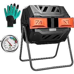 VIVOSUN Outdoor Tumbling Composter Dual Rotating Batch Compost Bin and Compost Thermometer, Backyard Soil Thermometer with Stainless Steel Dial for Composting Bins…