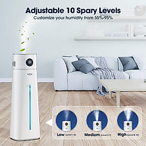 VCK 8L AI Smart Humidifier for Bedroom,Top Fill Cold Mist Humidifiers with 10 Adjustable Mist Levels, 50H Runtime, Auto Mode, 24H Timer, Whisper-Quiet Ultrasonic Humidifiers for Home Large Room Plant