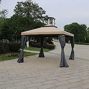 Sunshine Outdoor Replacement Gazebo Curtains 4 Panels with Zipper for Garden Patio Yard (10'x10', Grey)(Curtains Only)