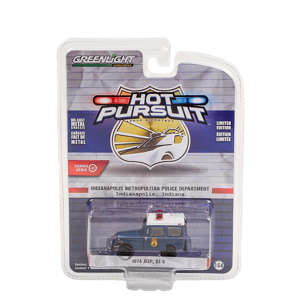 Greenlight 1:64 Hot Pursuit Series 40-1974 DJ-5 - Indianapolis Metropolitan Police Department 42980-A [Shipping from Canada]