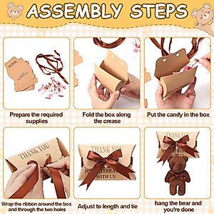 40 Sets Mini Bear Toy and Small Gift Boxes, with 40 Tiny Bear 40 Pillow Box with Ribbon Mini Bear Stuffed Animal Mini Stuffed Bears Small Favor Boxes for Wedding Birthday(Multi Colors)